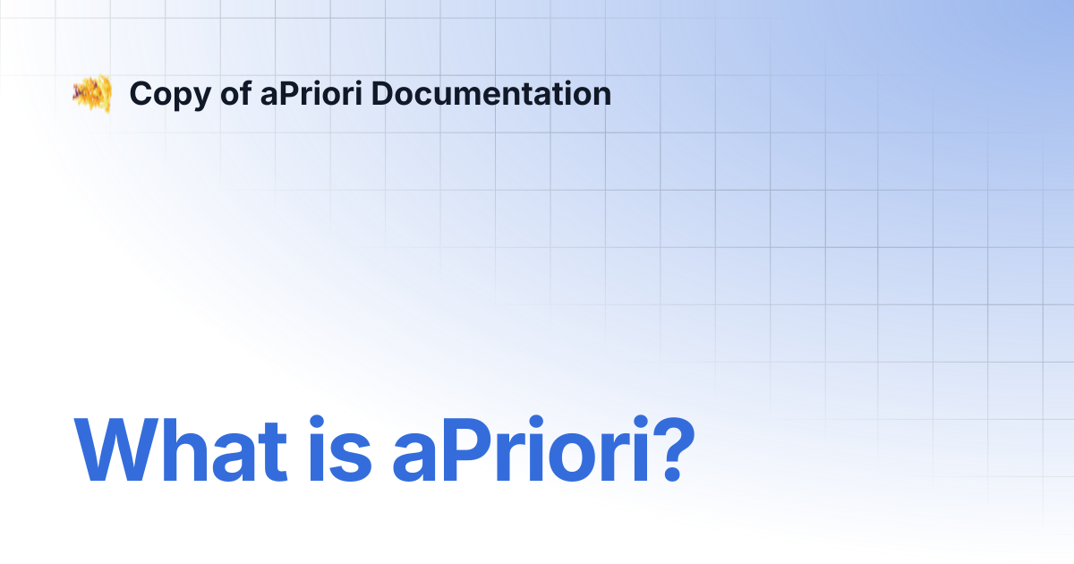 What is aPriori? | Copy of aPriori Documentation